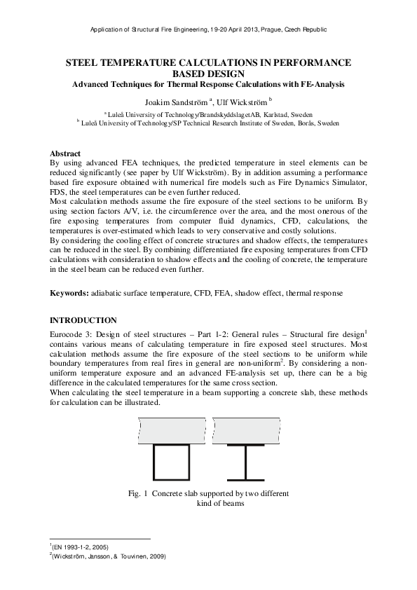 (PDF) Steel temperature calculations in performance based design, Advanced techniques for ...
