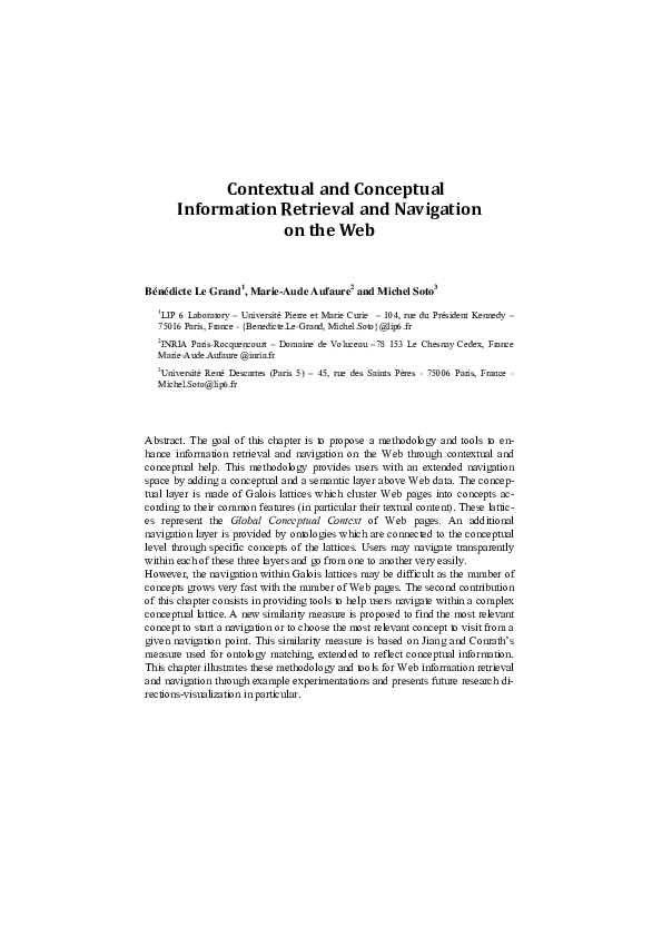 (PDF) Contextual and Conceptual Information Retrieval and Navigation on the Web | benedicte le ...