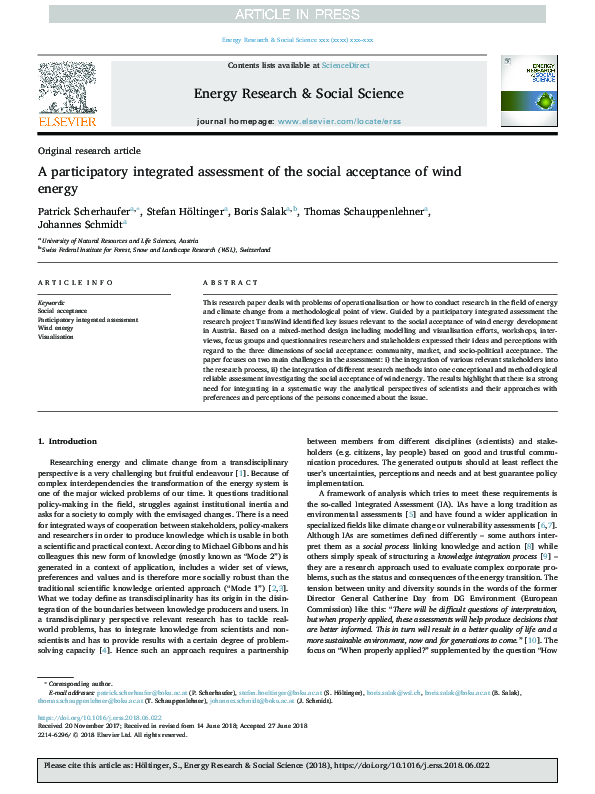 (PDF) A participatory integrated assessment of the social acceptance of ...