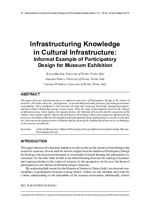 (PDF) Infrastructuring Knowledge in Cultural Infrastructure