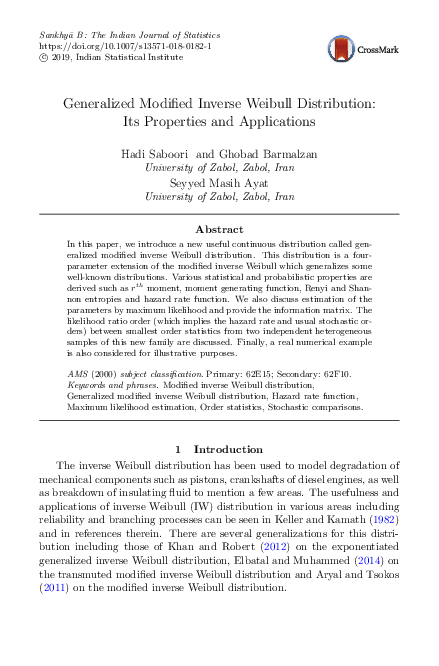 Pdf Generalized Modified Inverse Weibull Distribution Its Properties And Applications
