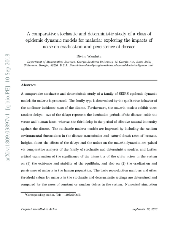 (PDF) A comparative stochastic and deterministic study of a class of epidemic dynamic models for ...