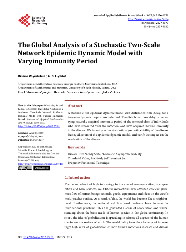 (PDF) The Global Analysis of a Stochastic Two-Scale Network Epidemic ...