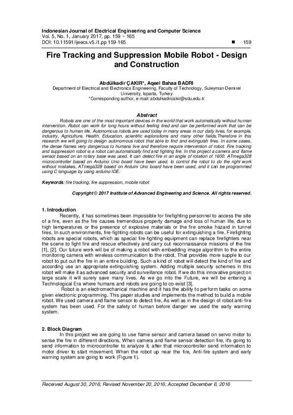 (PDF) Fire Tracking and Suppression Mobile Robot - Design and Construction