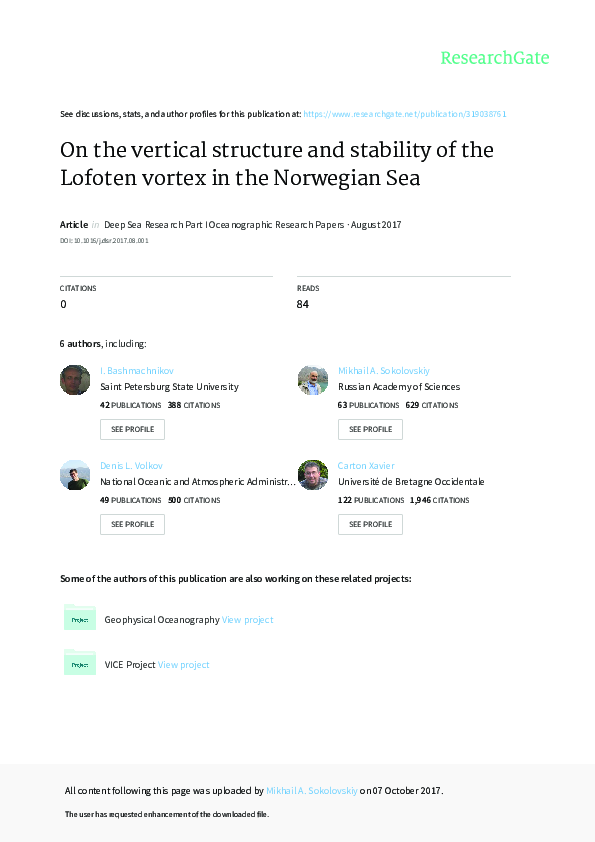 (PDF) On the vertical structure and stability of the Lofoten vortex in ...