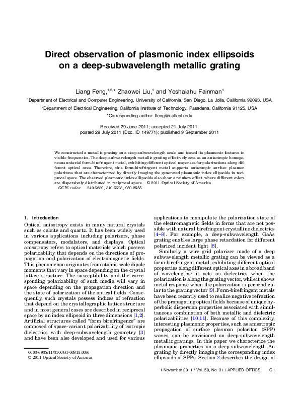 (PDF) Direct observation of plasmonic index ellipsoids on a deep ...