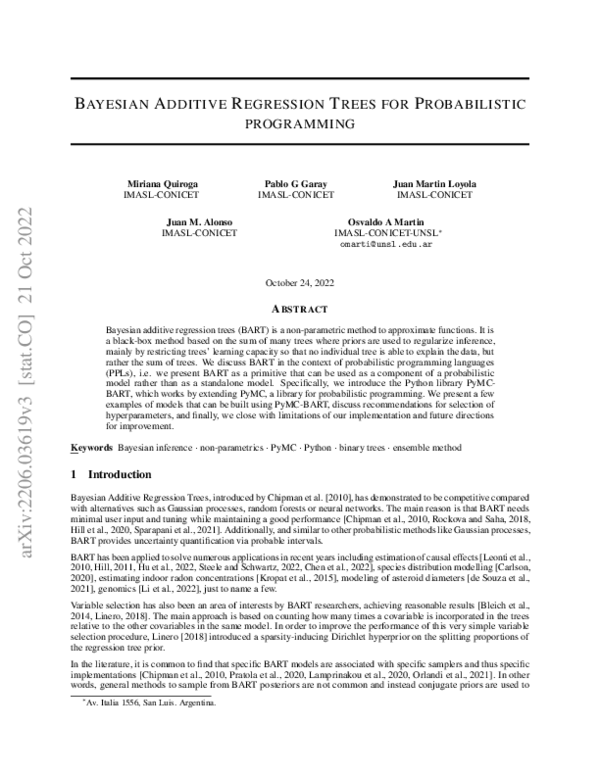 (PDF) Bayesian additive regression trees for probabilistic programming