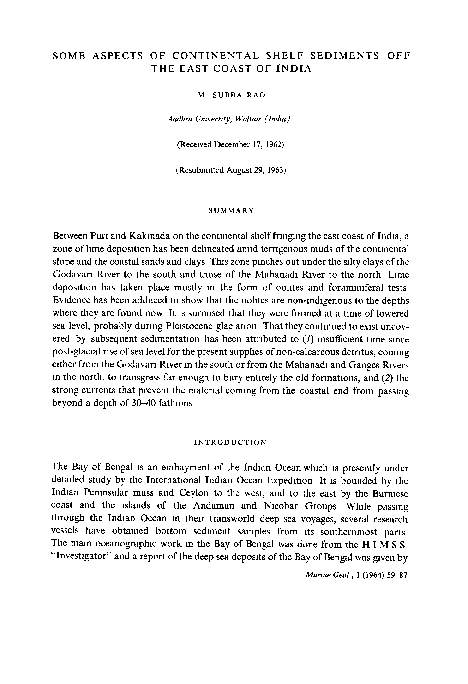 (PDF) Some aspects of continental shelf sediments off the east coast of ...