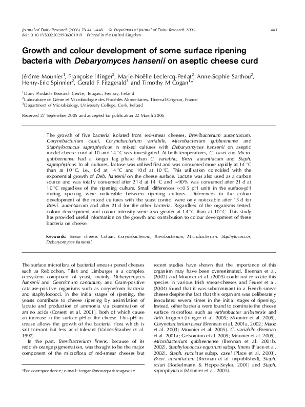 (PDF) Growth and colour development of some surface ripening bacteria ...