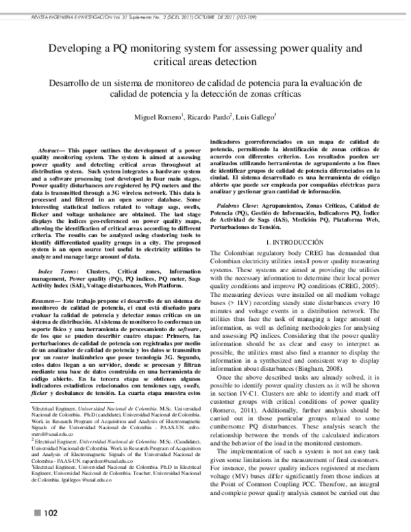 (PDF) Developing a PQ monitoring system for assessing power quality and critical areas detection