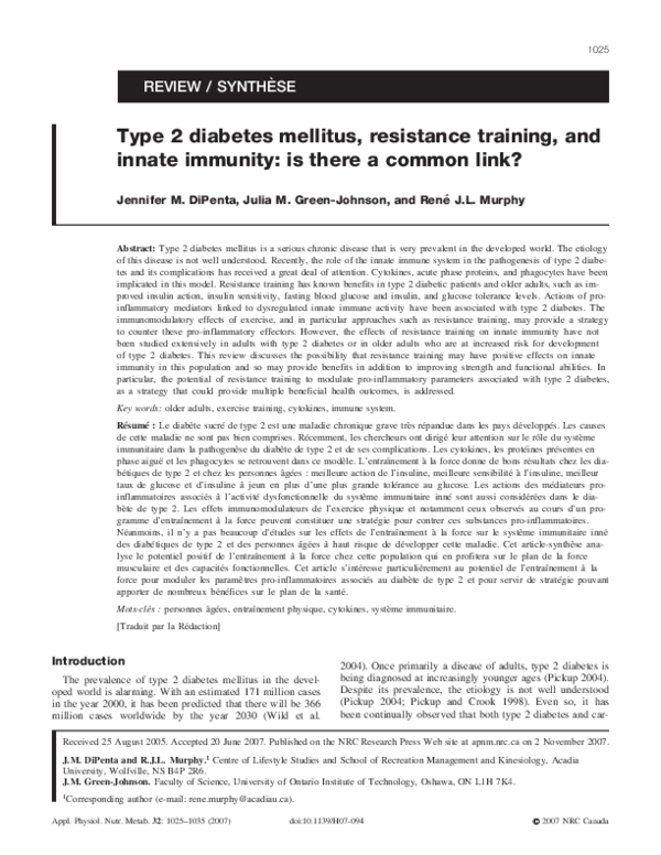 (PDF) Type 2 diabetes mellitus, resistance training, and innate ...