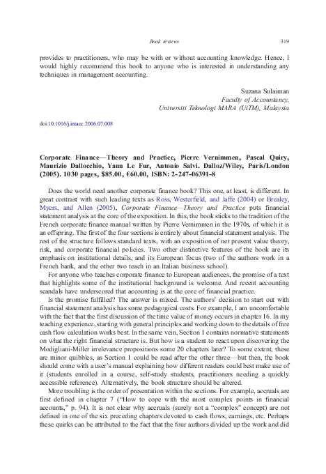 Pdf Corporate Finance—theory And Practice