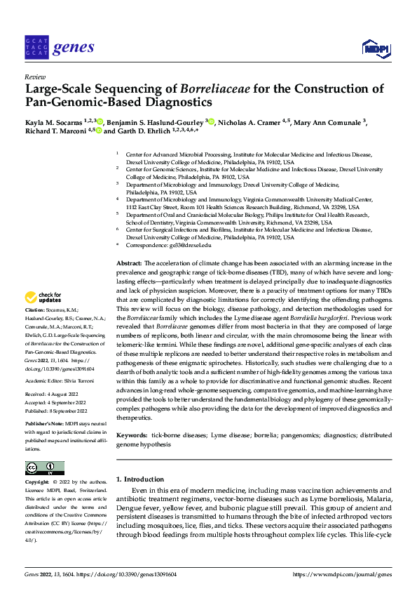 (PDF) Large-Scale Sequencing of Borreliaceae for the Construction of Pan-Genomic-Based Diagnostics