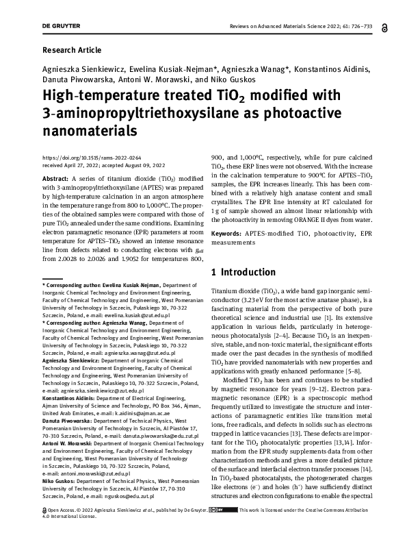 (PDF) High-temperature treated TiO2 modified with 3 ...