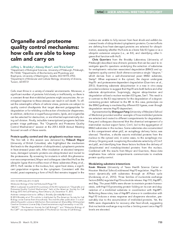 (PDF) Organelle and proteome quality control mechanisms: how cells are ...
