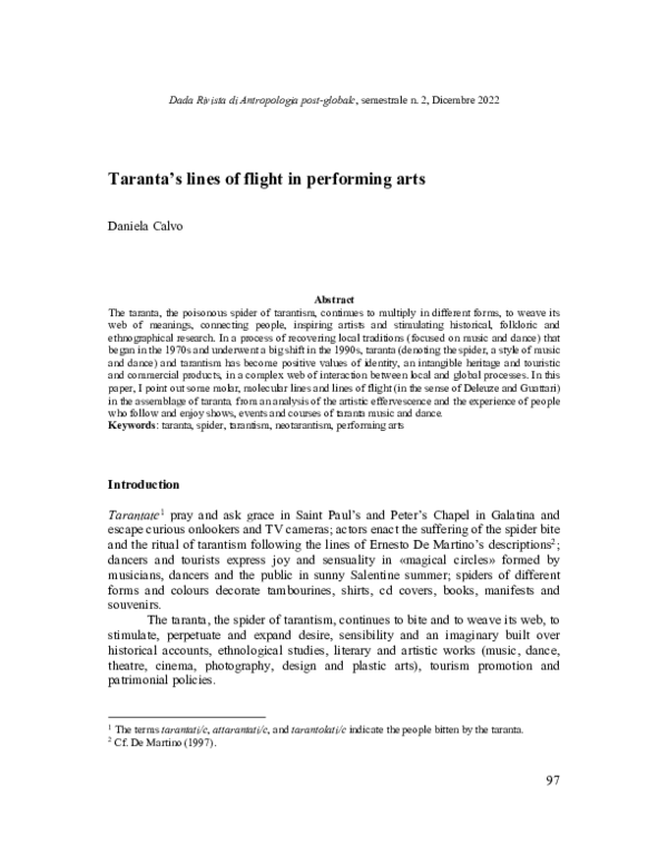 (PDF) Taranta's lines of flight in performing arts