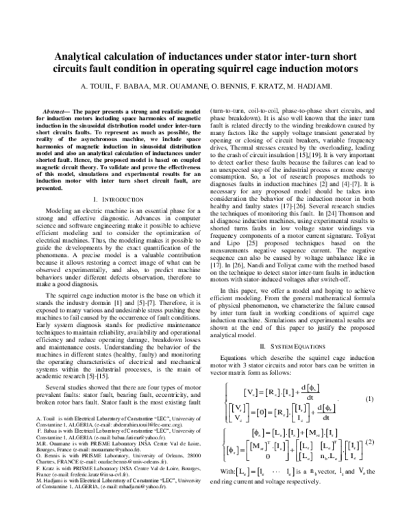 Pdf Analytical Calculation Of Inductances Under Stator Inter Turn