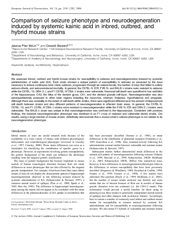 (PDF) Comparison of seizure phenotype and neurodegeneration induced by ...
