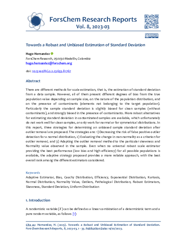 (PDF) Towards a Robust and Unbiased Estimation of Standard Deviation