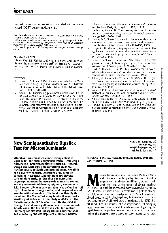 (PDF) New Semiquantitative Dipstick Test for Microalbuminuria