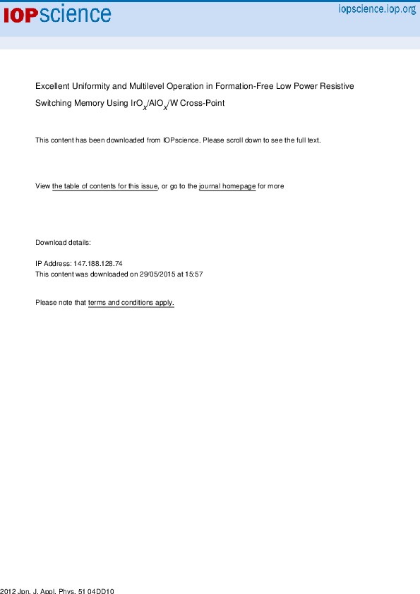 (PDF) Excellent Uniformity and Multilevel Operation in Formation-Free ...