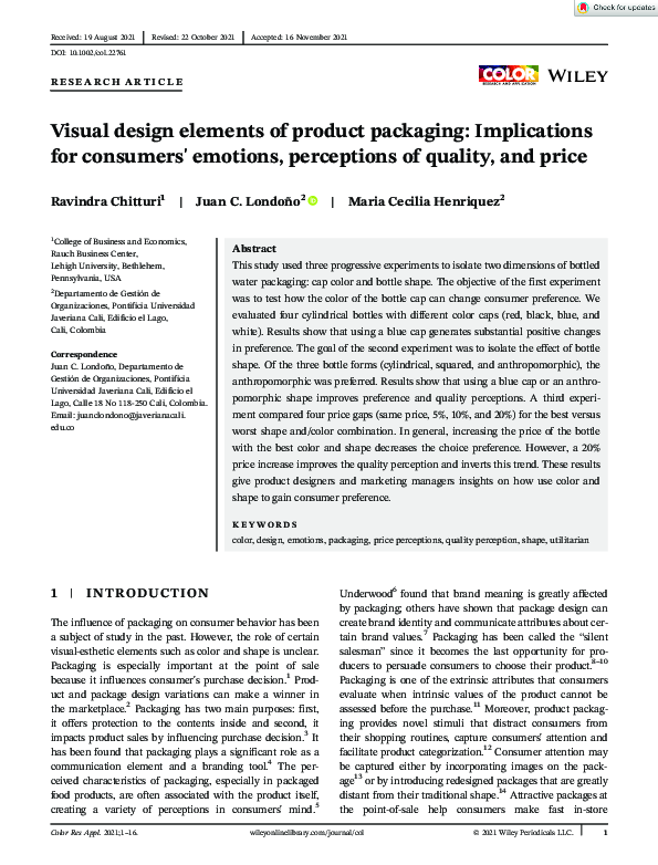 (PDF) Visual design elements of product packaging: Implications for ...