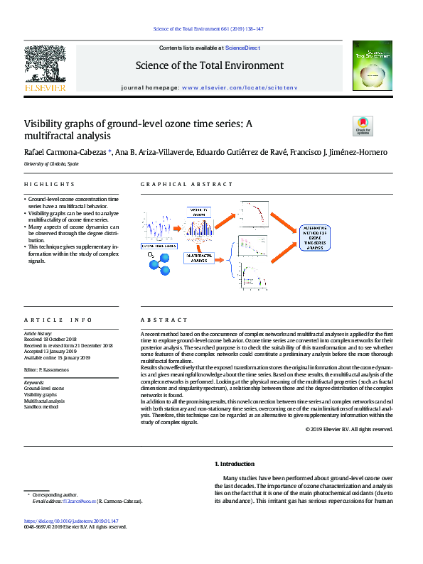(PDF) Visibility graphs of ground-level ozone time series: A multifractal analysis