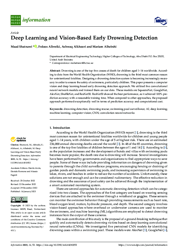 (PDF) Deep Learning and Vision-Based Early Drowning Detection