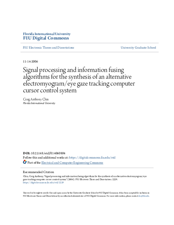 Pdf Signal Processing And Information Fusing Algorithms For The