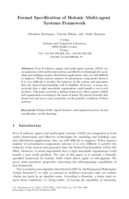 (PDF) Formal Specification of Holonic Multi-Agent Systems Framework
