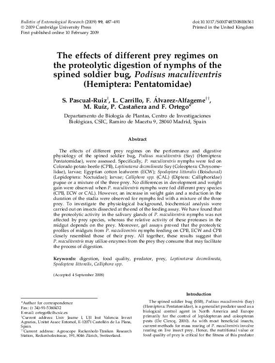 (PDF) The effects of different prey regimes on the proteolytic ...