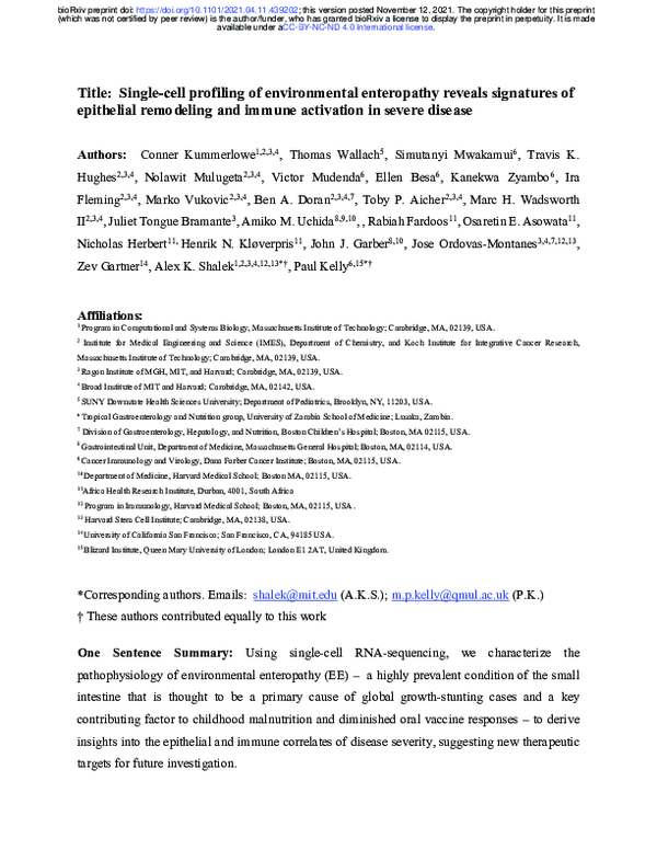 (PDF) Single-cell profiling of environmental enteropathy reveals ...