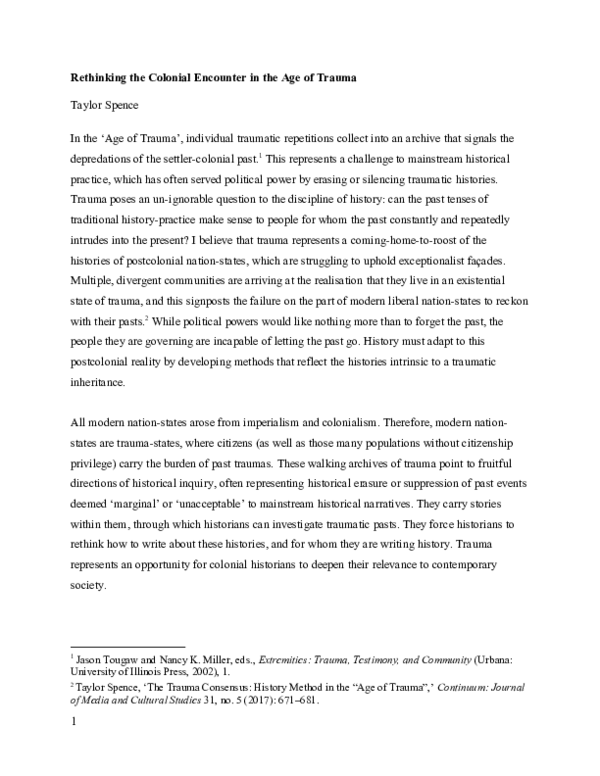 (DOC) Rethinking the Colonial Encounter in the Age of Trauma