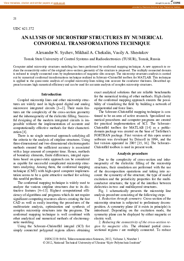 (PDF) Analysis of Microstrip Structures by Numerical Conformal ...