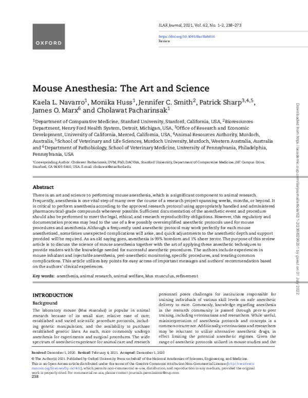 (PDF) Mouse Anesthesia: The Art and Science