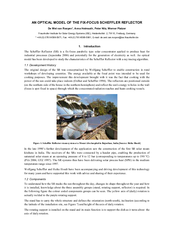 (PDF) An Optical Model of the Fix-Focus Scheffler Reflector