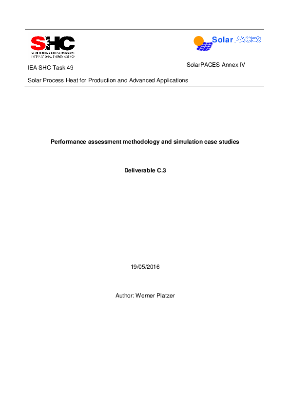 (PDF) IEA SHC Task 49/IV - Deliverable C3 - Performance assessment methodology and simulation ...