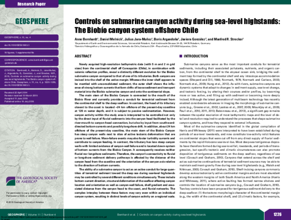 (PDF) Controls on submarine canyon activity during sea-level highstands ...