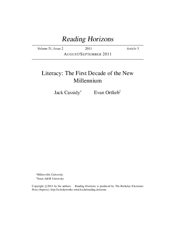 (PDF) Literacy: The First Decade of the New Millenium • 93 Literacy ...