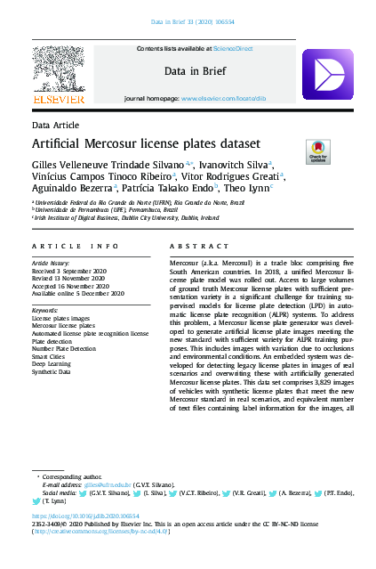 Pdf Artificial Mercosur License Plates Dataset
