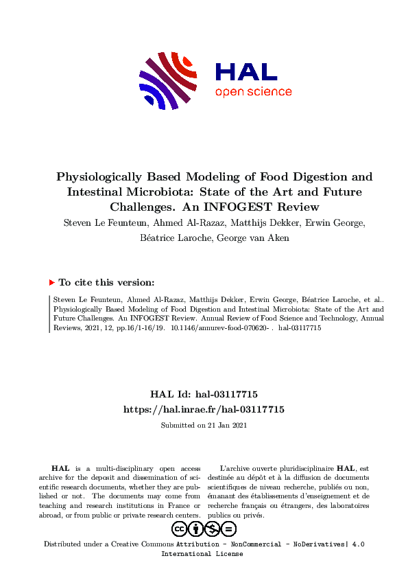 (PDF) Physiologically Based Modeling of Food Digestion and Intestinal ...