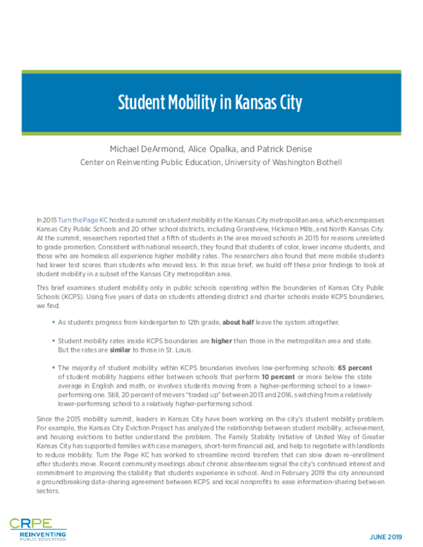 (PDF) Student Mobility in Kansas City