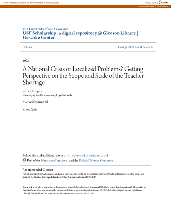 (PDF) A National Crisis or Localized Problems? Getting Perspective on ...