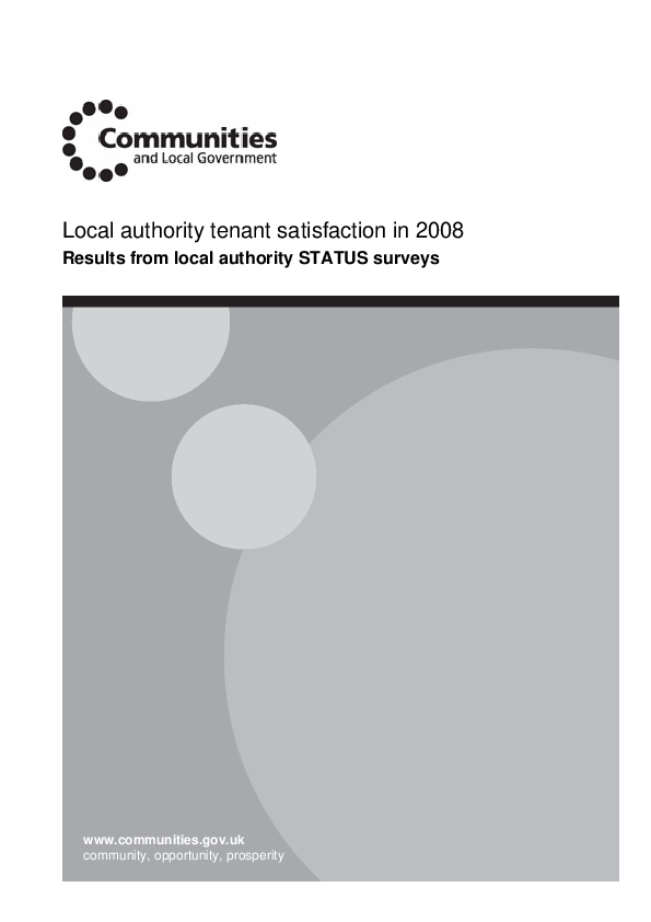 (PDF) Local Authority tenant satisfaction in 2008: results from local ...