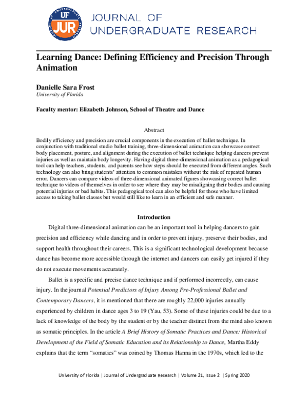(PDF) Learning Dance: Defining Efficiency and Precision Through Animation