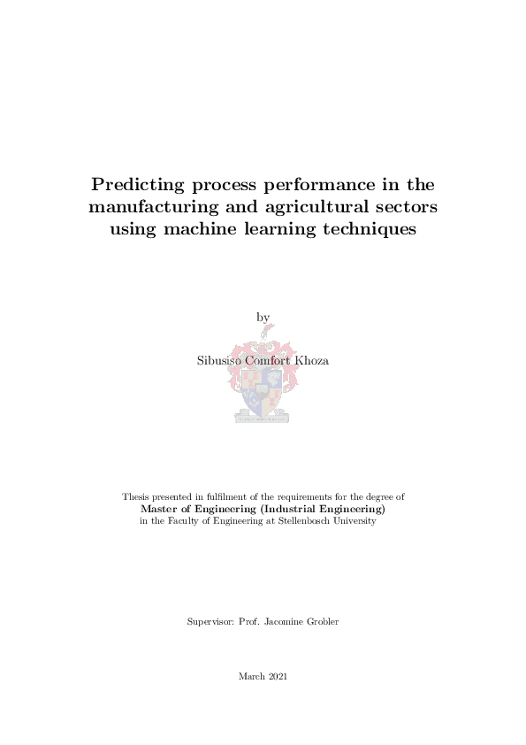 (PDF) Predicting process performance in the manufacturing and agricultural sectors using machine ...