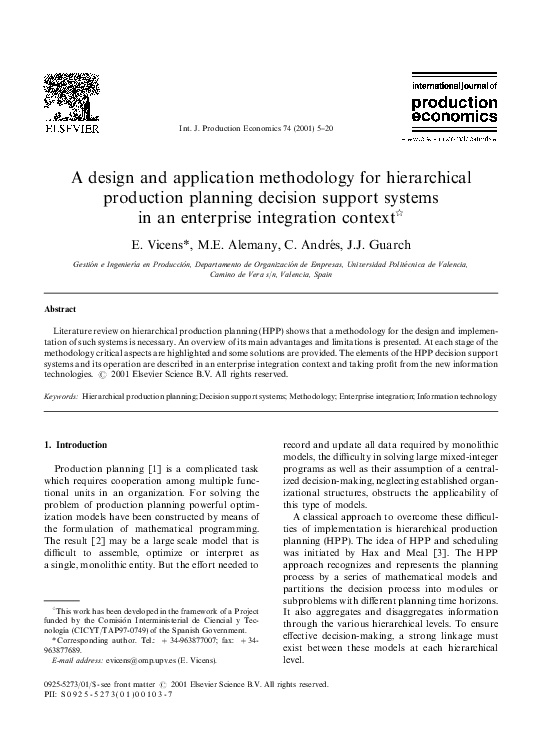 (PDF) A design and application methodology for hierarchical production planning decision support ...
