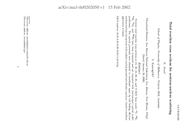 (PDF) Total reaction cross sections for neutron-nucleus scattering