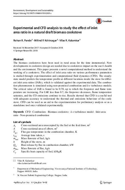 (PDF) Experimental and CFD analysis to study the effect of inlet area ...