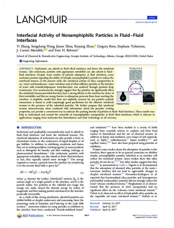(PDF) Interfacial activity of non-amphiphilic particles in fluid-fluid ...